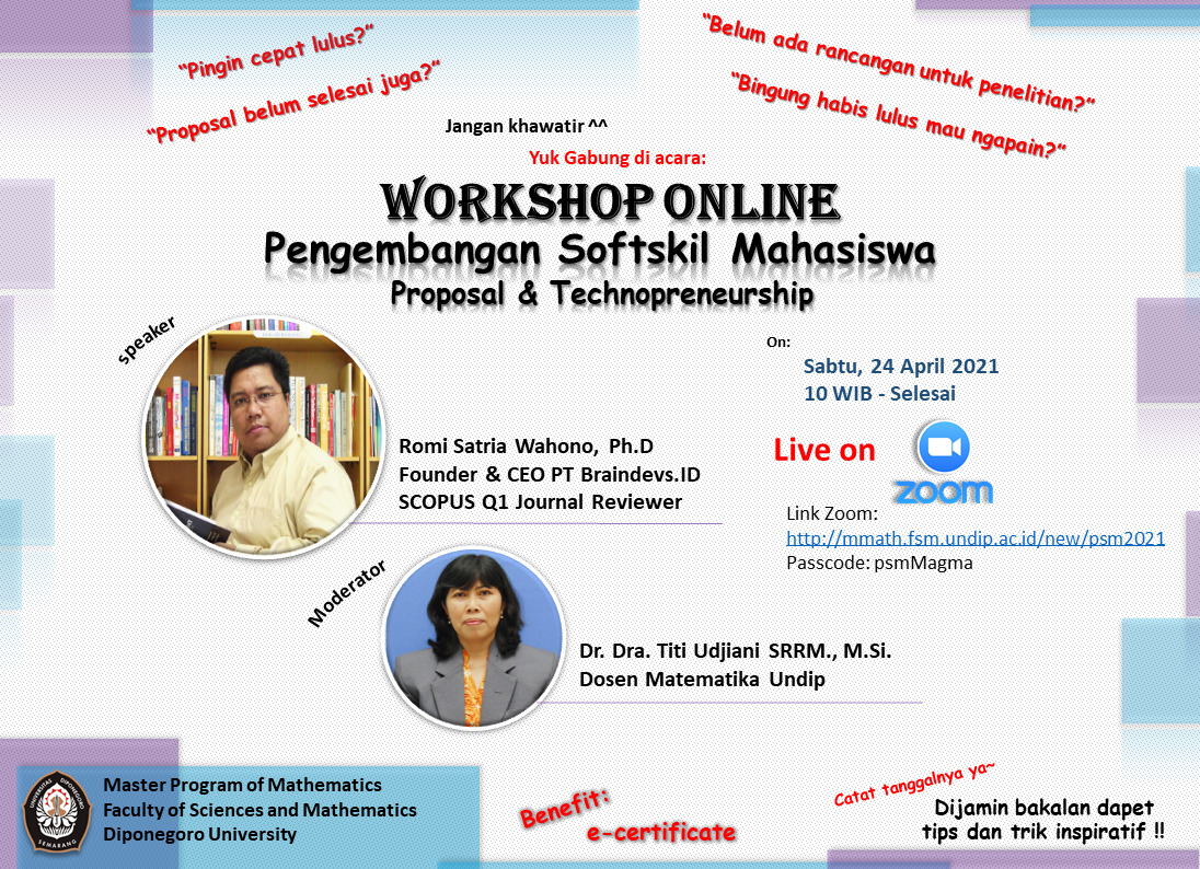 Magister Matematika FSM Undip Memberikan Pelatihan Pengembangan Softskill Untuk Mahasiswa ...