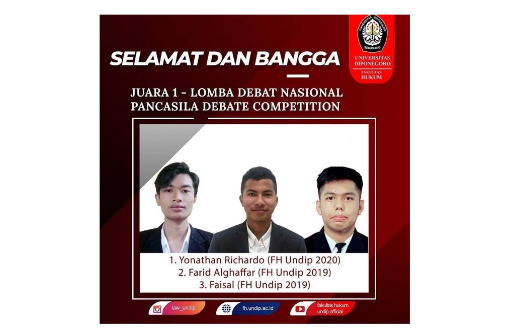 Tim Mahasiswa Fakultas Hukum UNDIP Juara 1 Pancasila Debate Competition ...