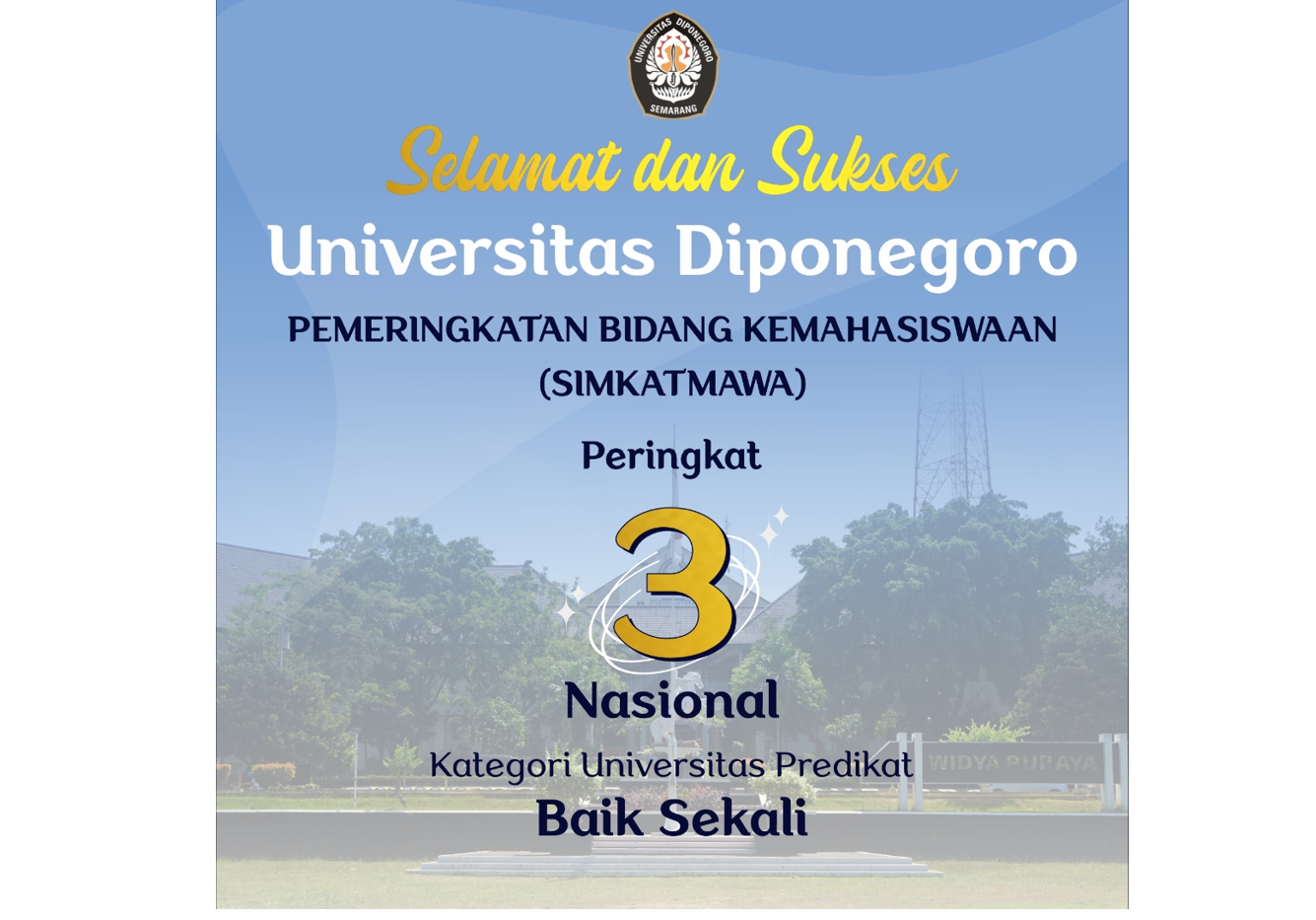 UNDIP Menduduki Posisi 3 SIMKATMAWA 2021 - Universitas Diponegoro