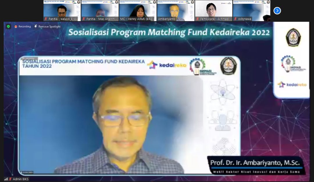 Sosialisasi Matching Fund Kedaireka Tahun 2022 Universitas Diponegoro - Universitas Diponegoro