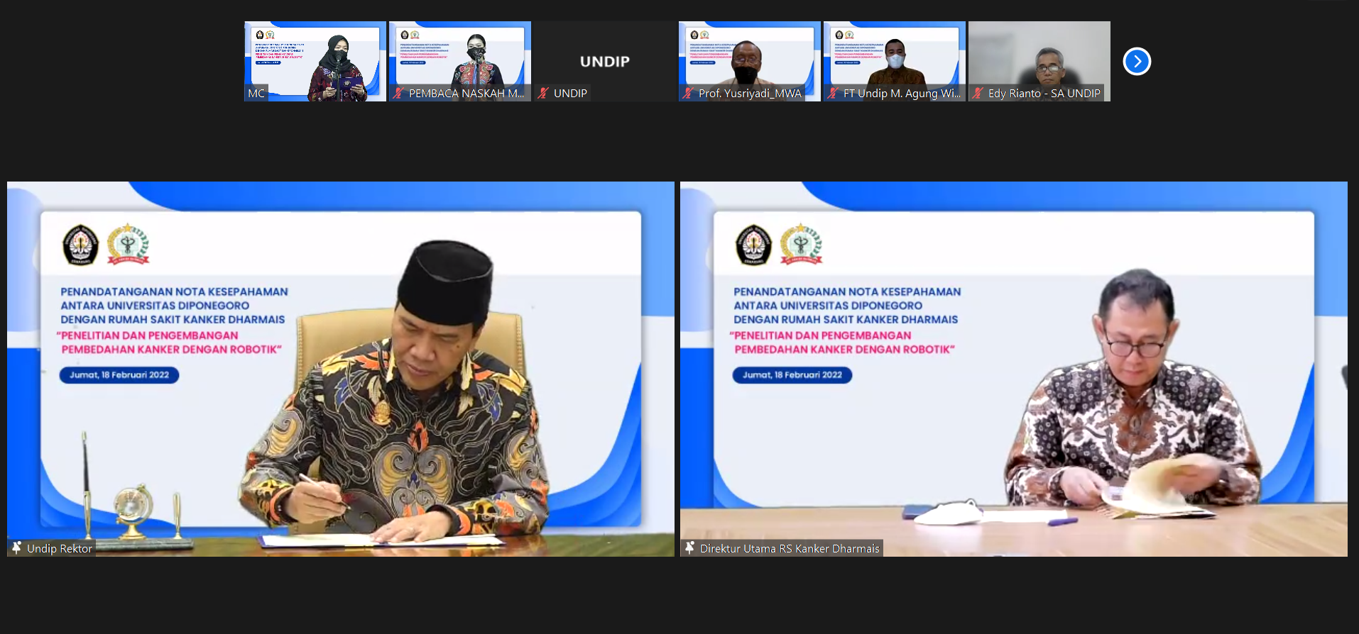 UNDIP Tandatangani Nota Kesepahaman dengan RS Kanker Dharmais tentang ...