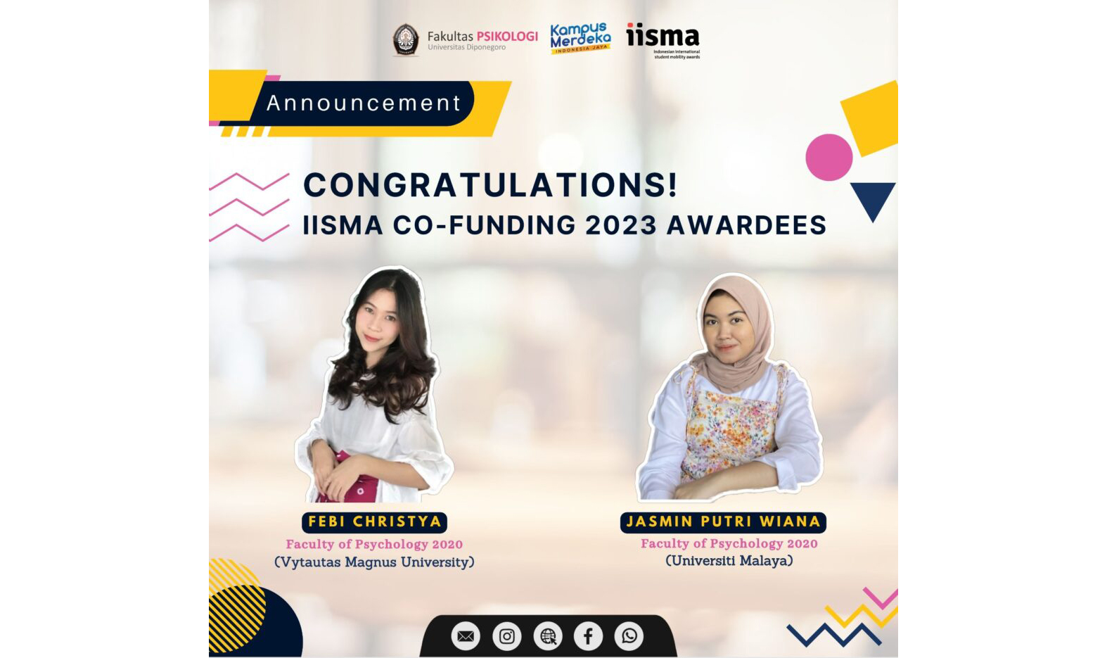 Dua Mahasiswa Psikologi Undip Raih Penghargaan Indonesian International Student Mobility Awards ...