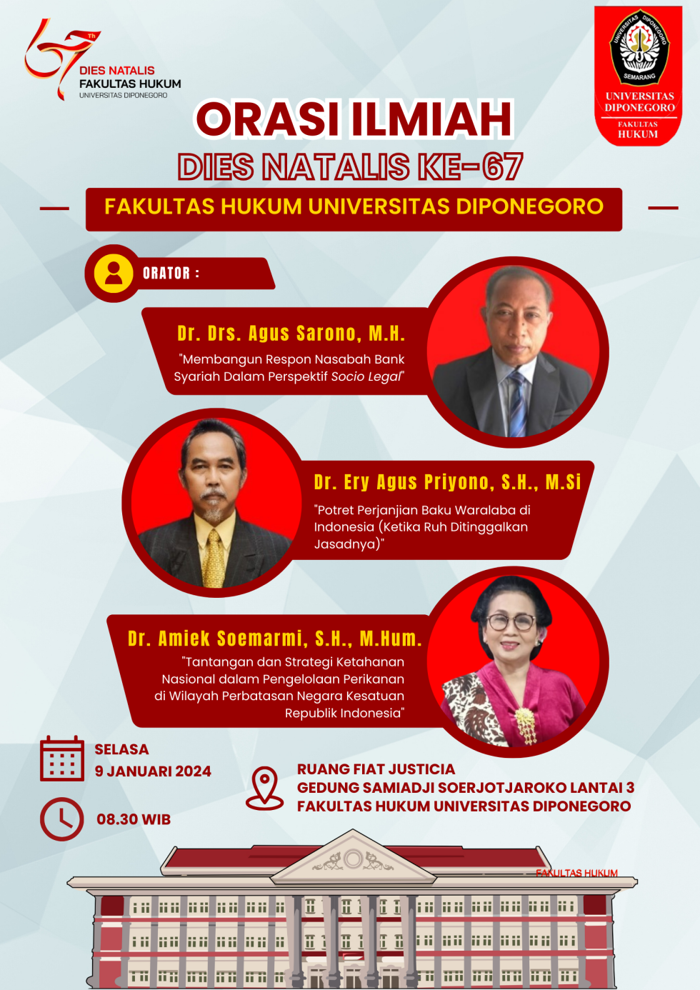 Orasi Ilmiah Dies Natalis Ke-67 FH Undip - Universitas Diponegoro