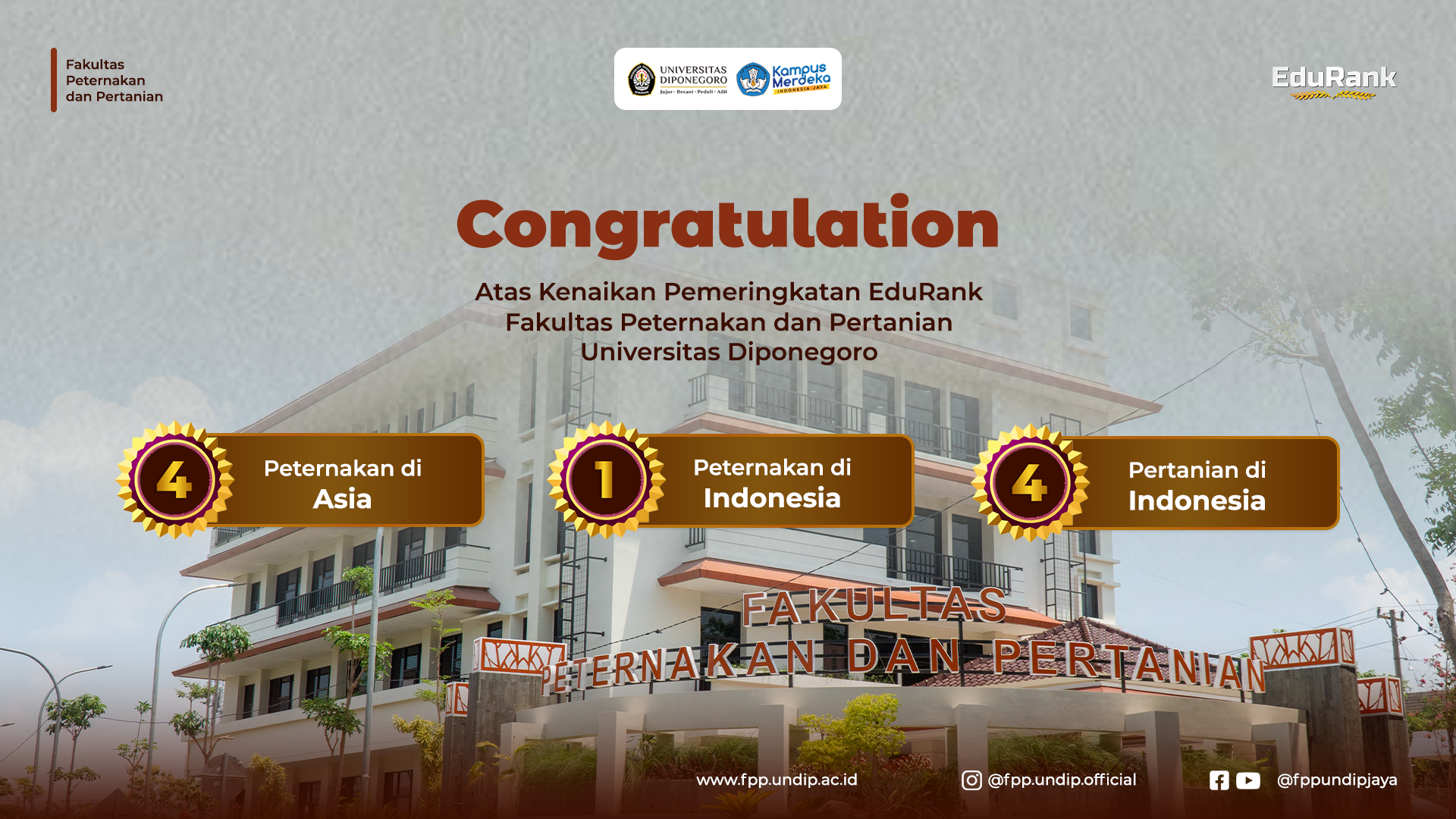 Membanggakan! FPP Undip Naik Peringkatnya di Asia - Universitas Diponegoro